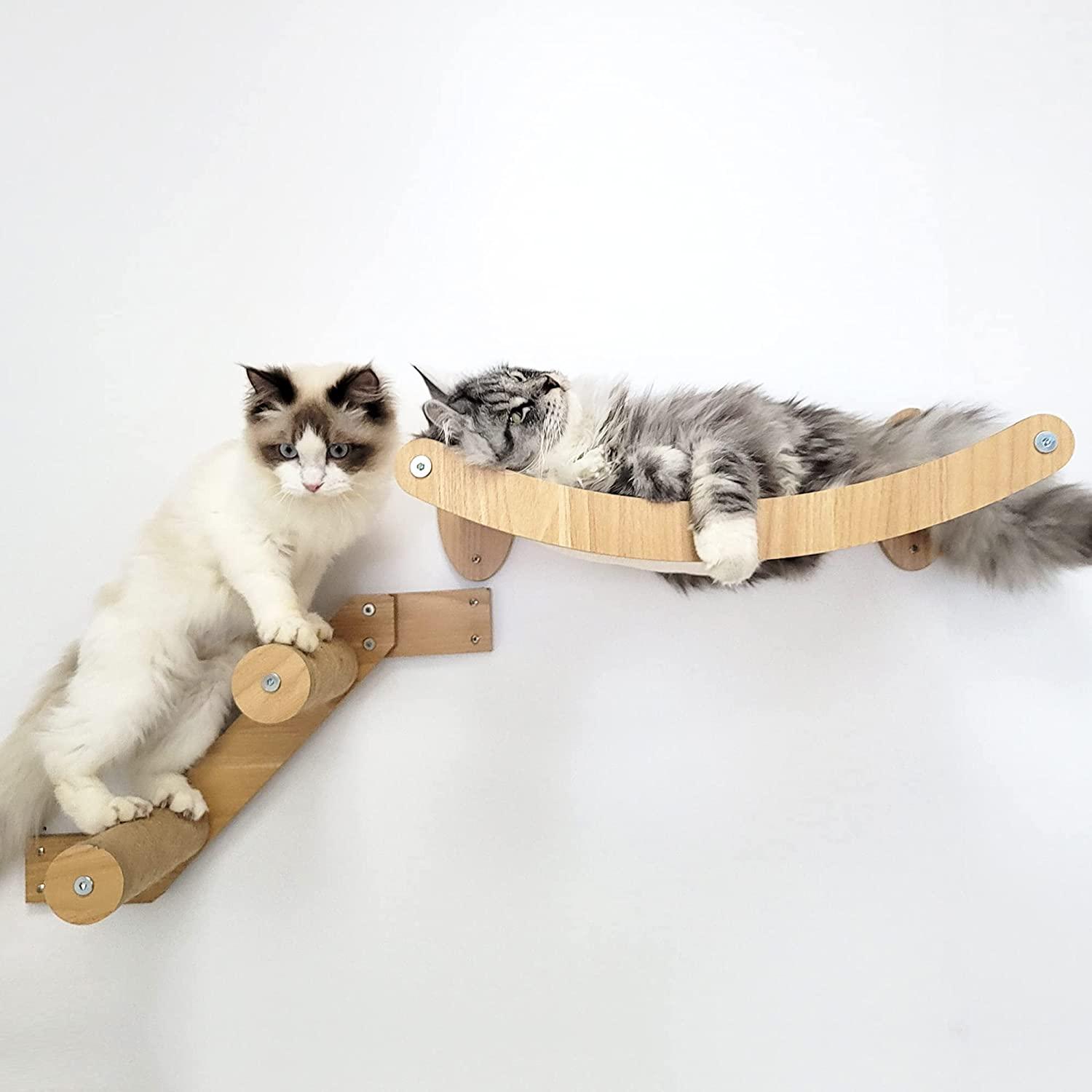 HeyKitten 17 Cat Wall Hammock for 2x4 Stud Mount - Stylish Floating ...