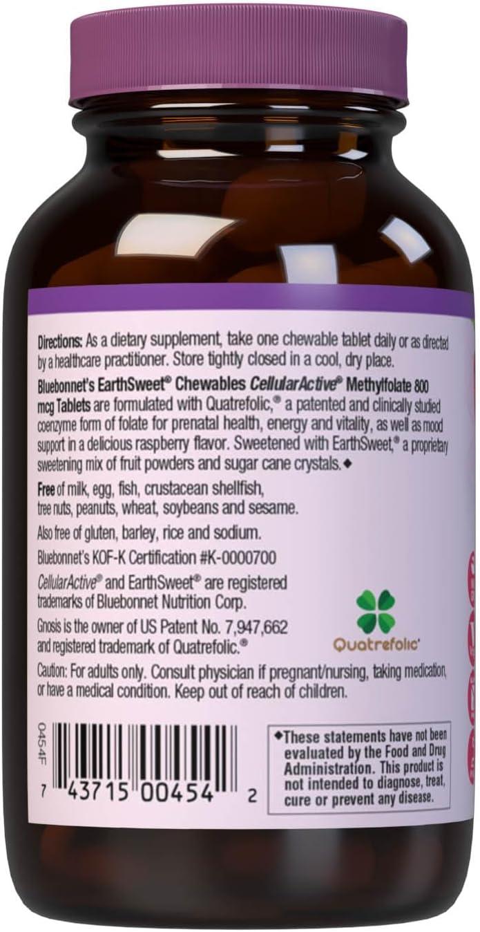 BlueBonnet Earth Sweet Methylfolate 800 mcg Chewable Tablets - 90 Count ...