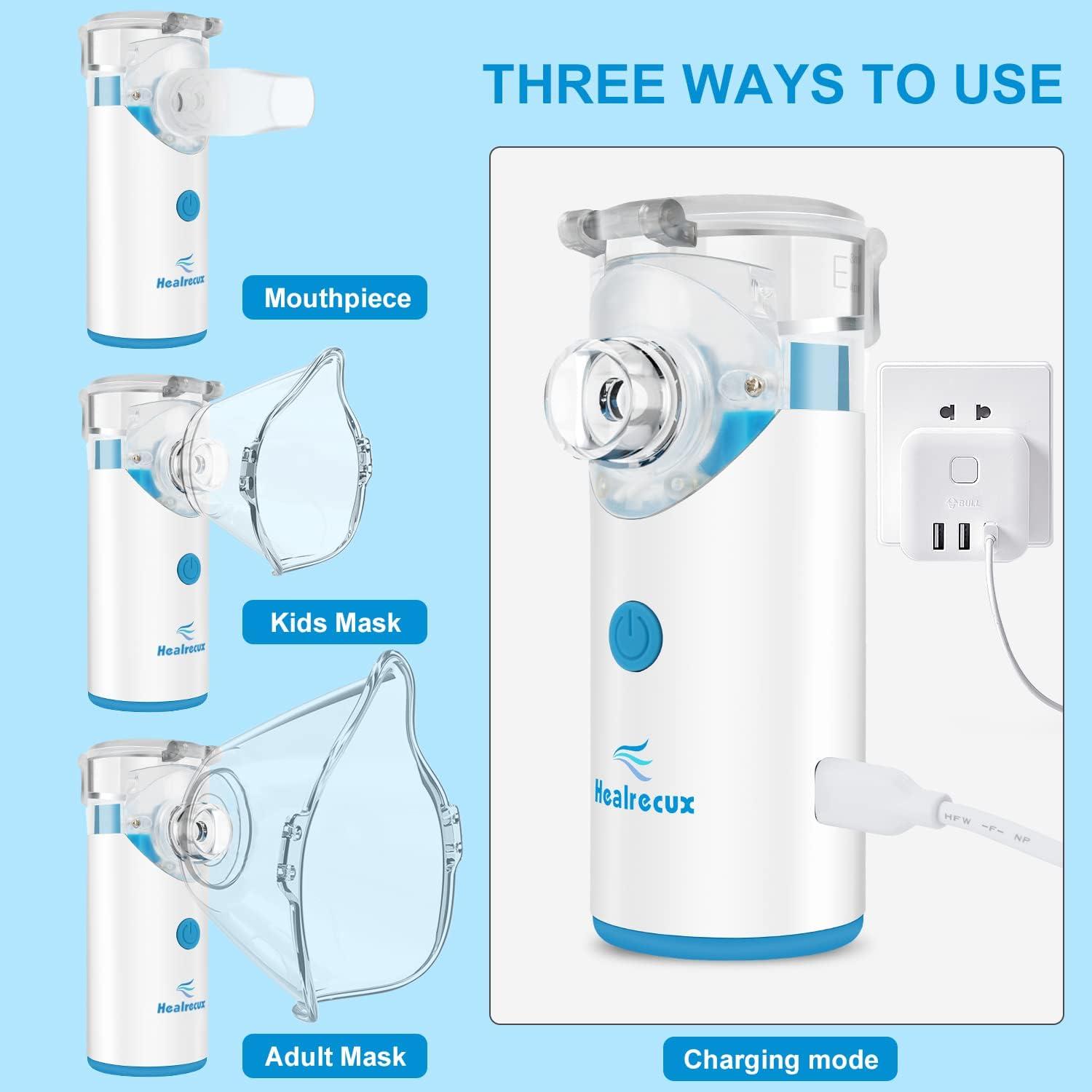 Healrecux Portable Mesh Nebulizer for Adults and Kids - Cool Mist, Two ...