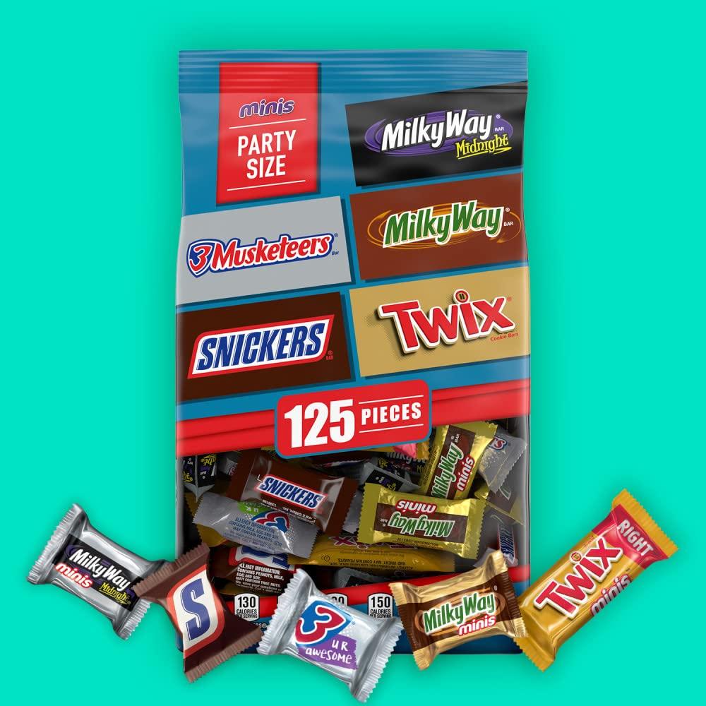 Snickers, Twix, Milky Way & 3 Musketeers Minis Variety Pack - 125 Piece ...