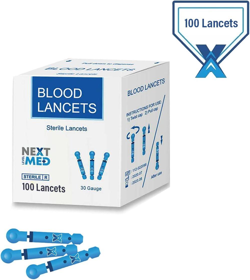 Next-Level-Med Diabetes Testing Kit: 200 Strips, 100 Lancets, Blood ...