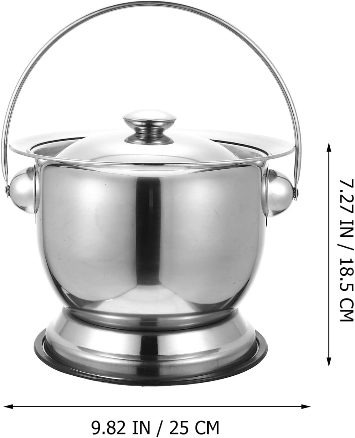 Stainless Steel Chamber Pot with Lid - Portable Urine Potty for Elderly ...