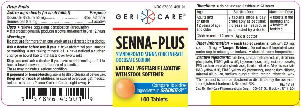 Geri-Care Senna Plus Natural Vegetable Laxative with Stool Softener ...