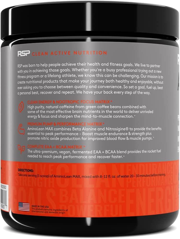 AminoLean MAX Pre Workout - Intense Energy, Massive Pumps, Laser Focus ...