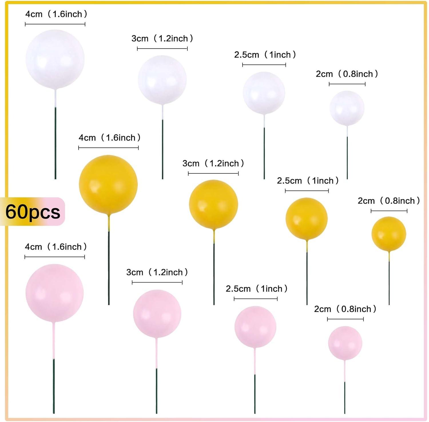 Blumomon 60Pcs Balls Cake Topper DIY Cake Insert Toppers Ball Cake ...