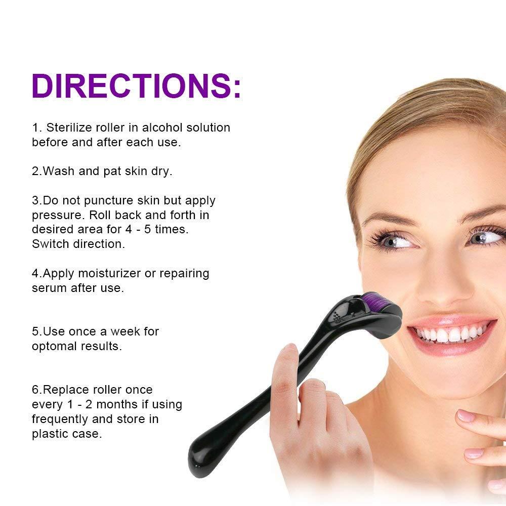 Derma Roller Titanium Microneedle Roller for Face - 540 Micro Needles ...