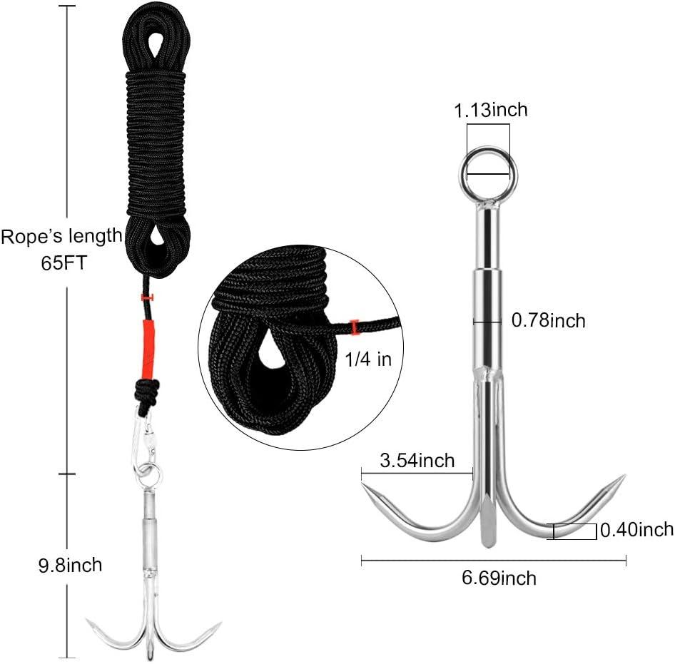 MHDMAG Grappling Hook Anchor Hook Carabiner Climbing with 3-Claw ...