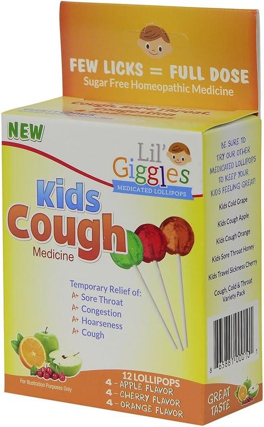 Lil' Giggles Kid's Medicated Lollipops for Cough - Homeopathic Remedy ...