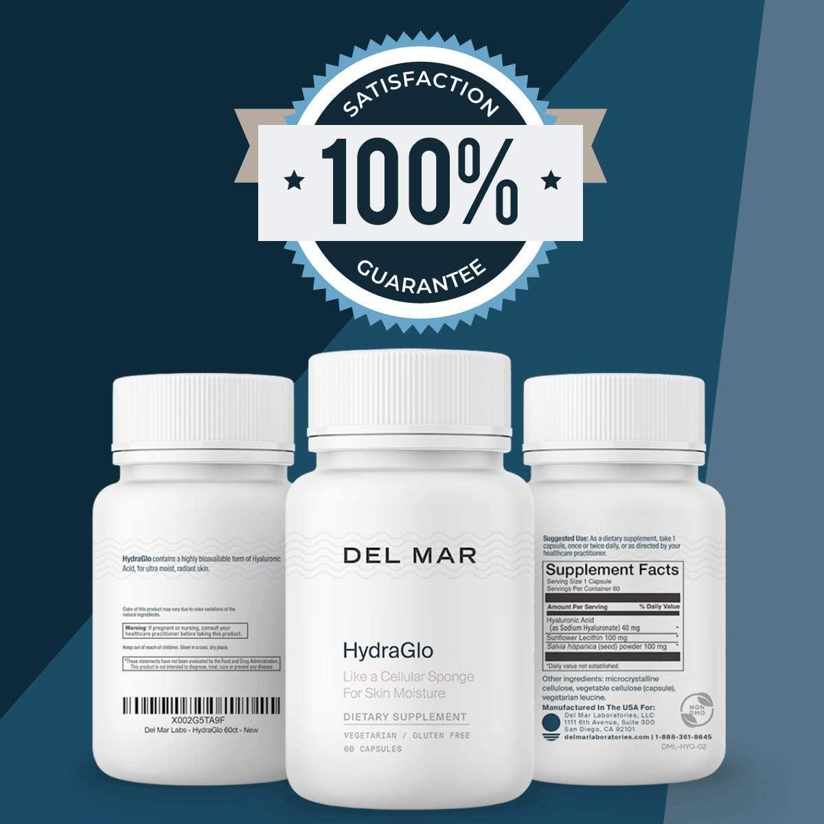 Del Mar Labs HydraGlo Hyaluronic Acid Supplement - Anti-Aging & Joint ...