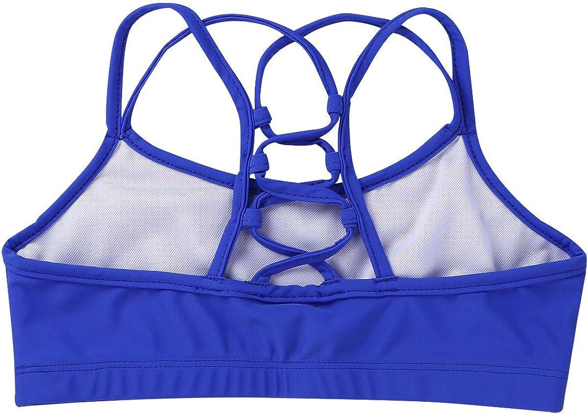 Moily Kids Girls Blue Cross Back Crop Top | Gymnastics Dance Sports Bra ...
