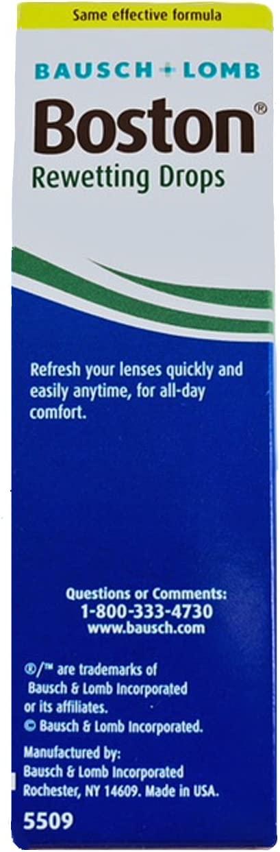 Bausch & Lomb Boston Rewetting Drops 10 mL (Pack of 2) - 0.33 Fl Oz x 2 ...