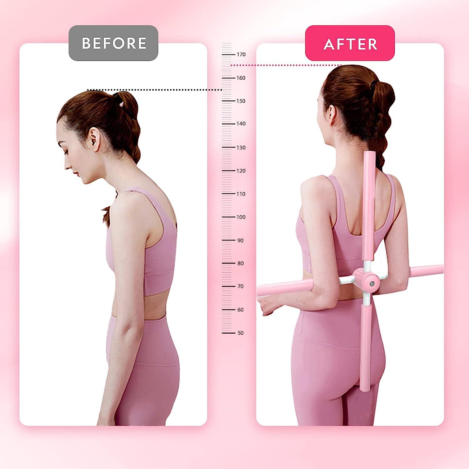 Grafken Pink Posture Corrector for Adults & Kids | Retractable Yoga ...