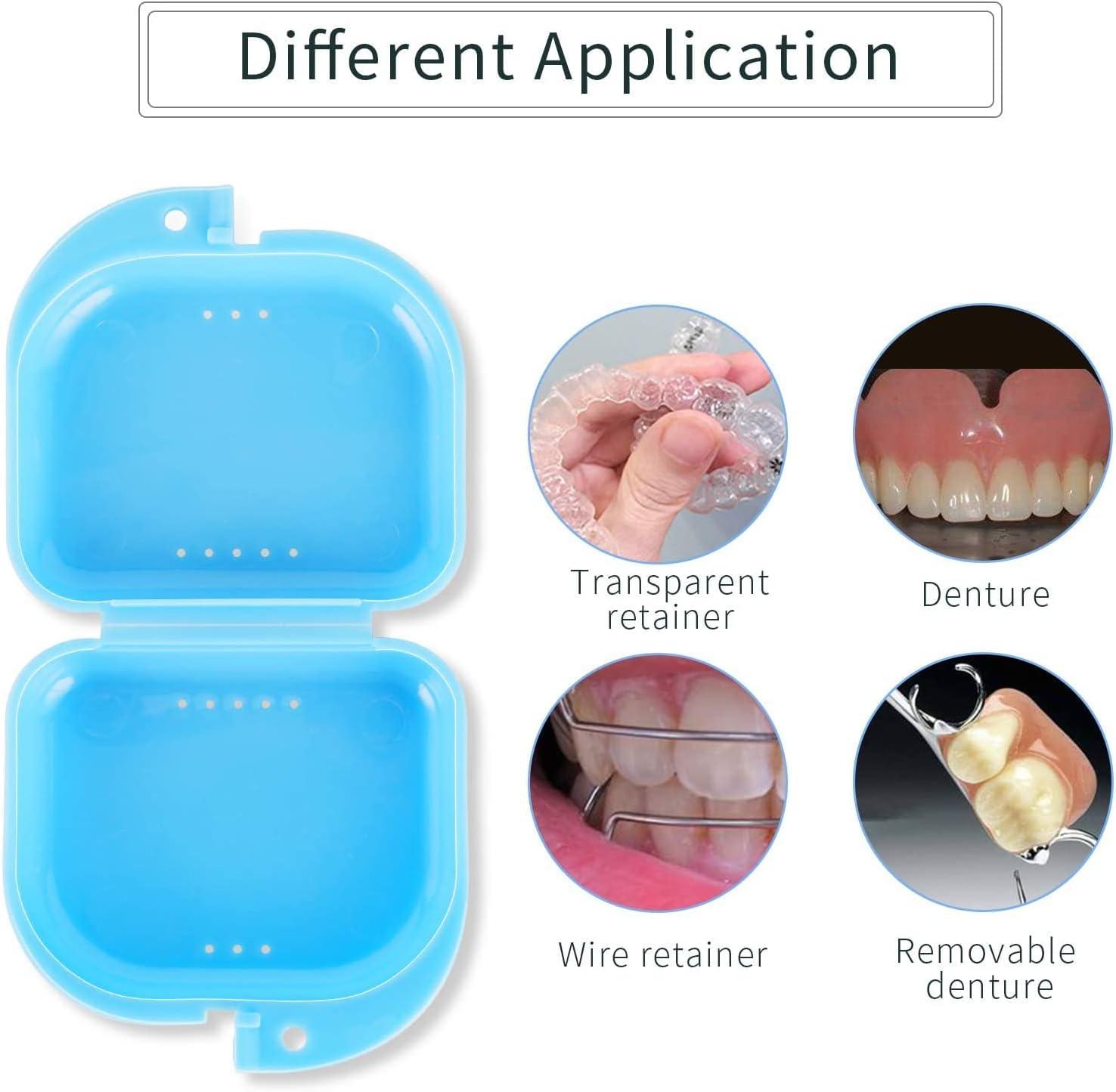 Portable Blue Denture Retainer Box Dental Tray Container for Mouth ...