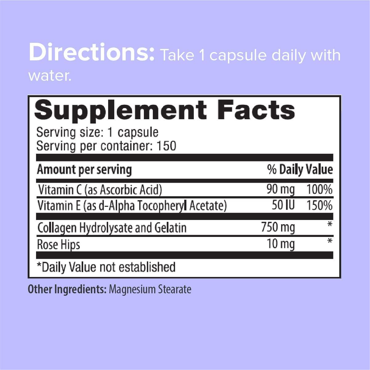 Sanar Naturals Premium Collagen Pills with Vitamin C & E - 150 Capsules ...