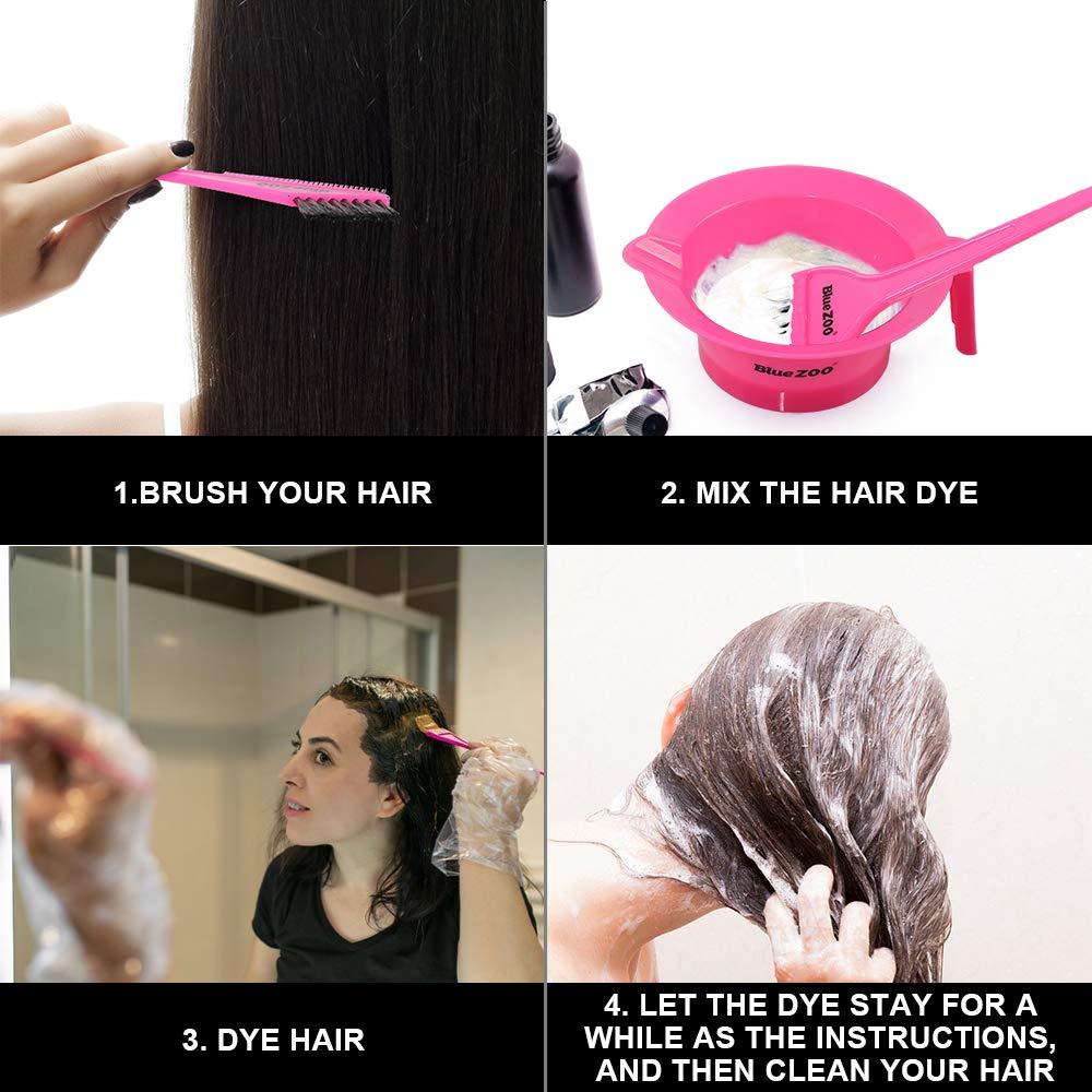 Hair Dye Coloring Kit: Mixing Bowl, Tinting Brushes, Tail Comb - DIY ...