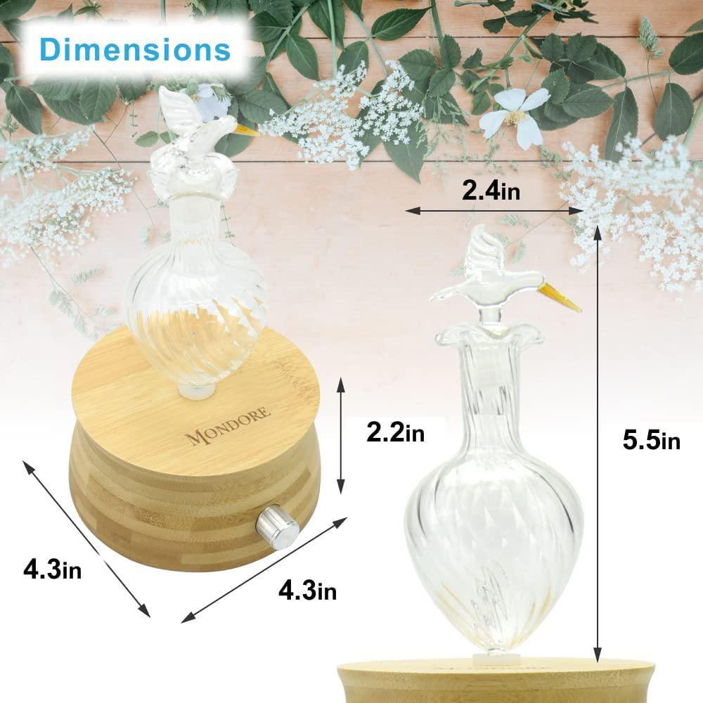 MONDORE Aromatherapy Nebulizer - Bamboo Base Glasswork Diffuser with ...