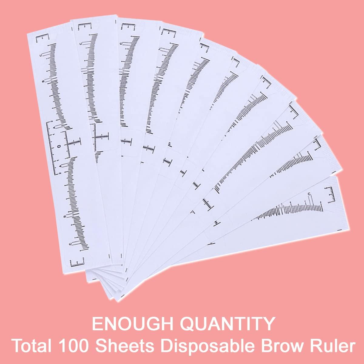 100 Pack KINGMAS Disposable Eyebrow Ruler: Microblading Adhesive ...