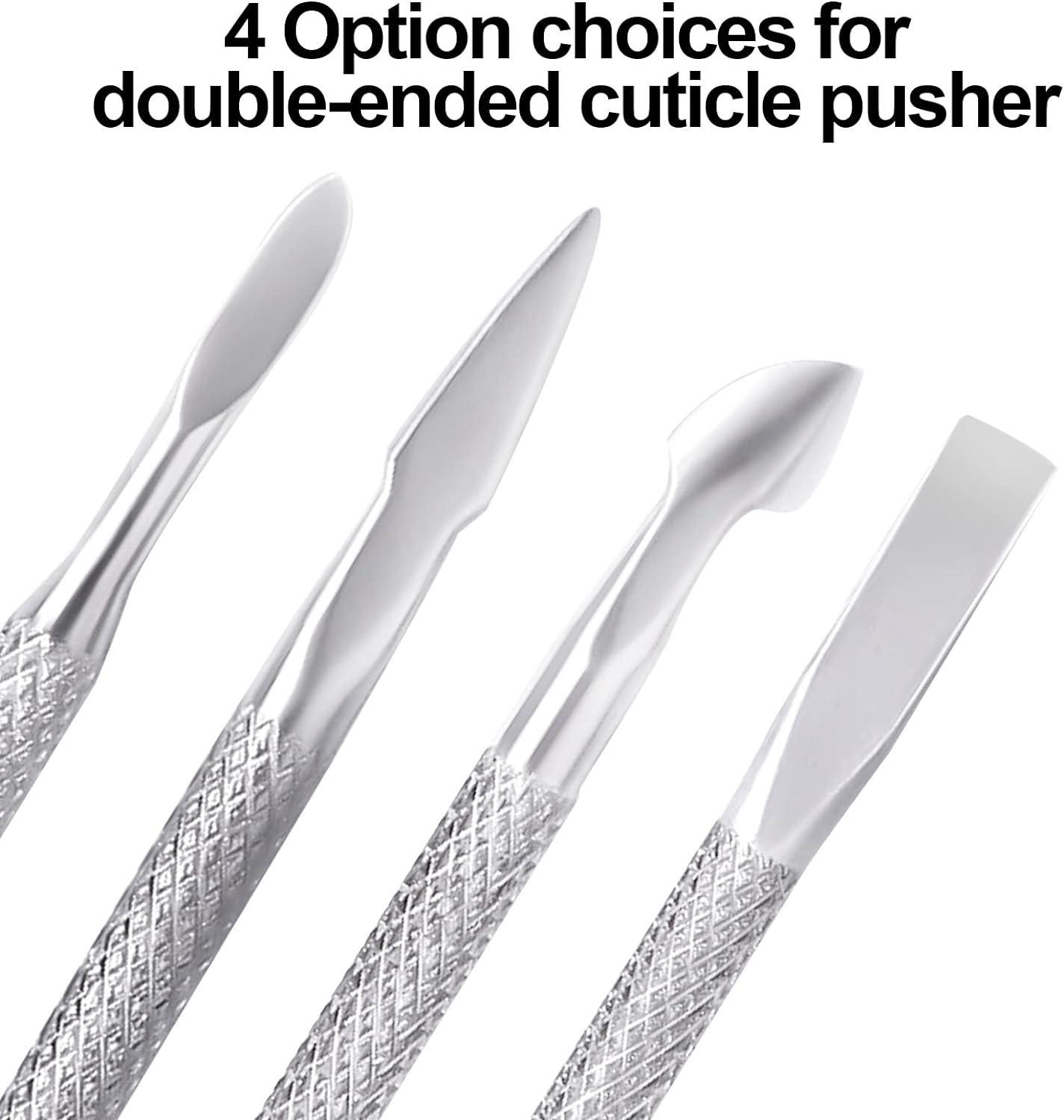 4Pcs Double Ended Cuticle Pusher & Scraper Set for Fingernails and ...