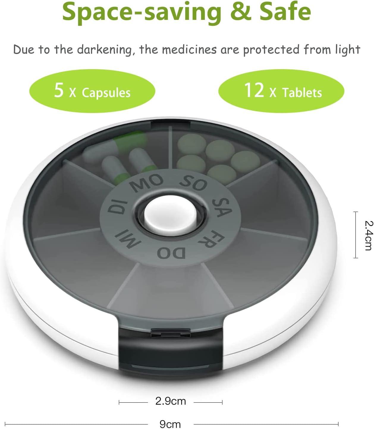 Buy Kafeiya Round Pill Box - Portable 7-Day Medication Organizer Small ...