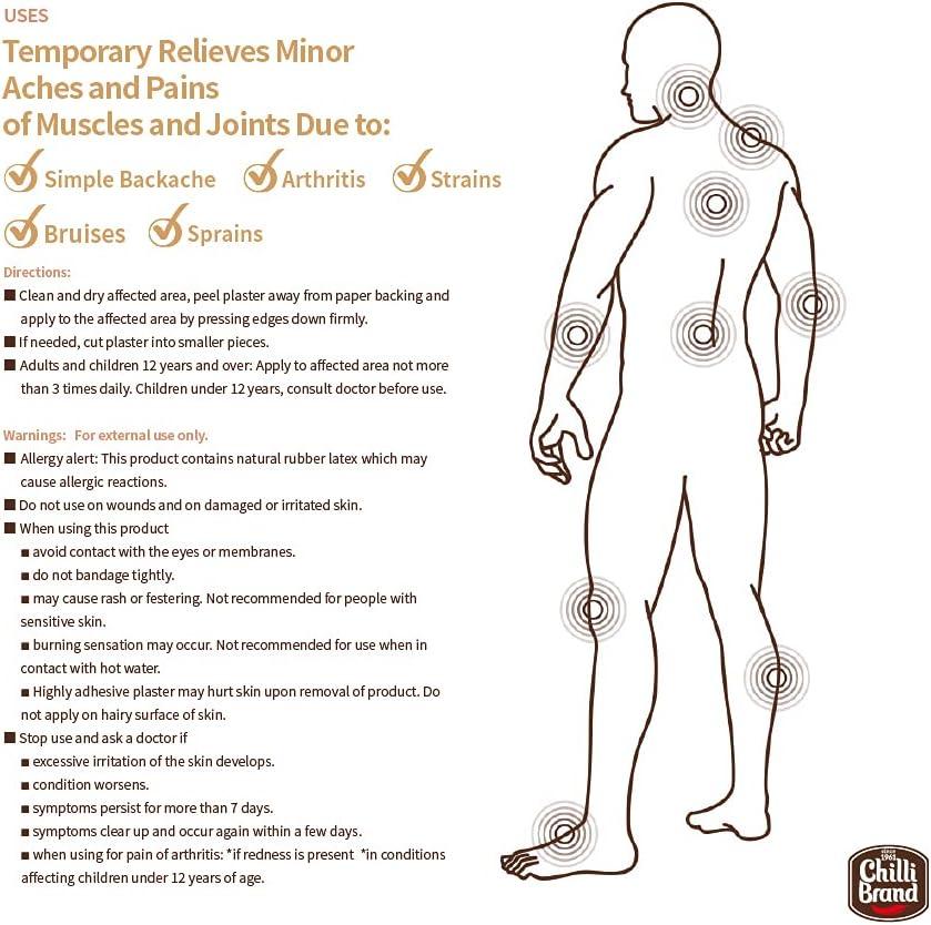 Chilli Brand Porous Capsicum Hot Patch for Pain Relief 24 Sheets - 7 x ...