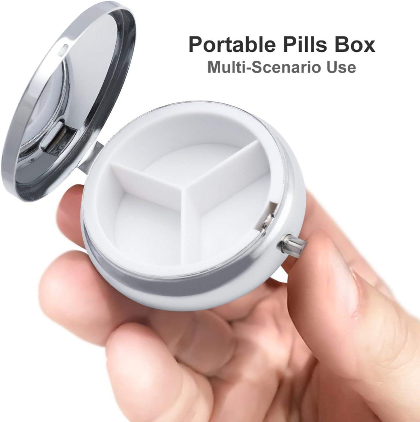 Beautiful Blue Butterfly Round Pill Box - 3 Compartment Portable ...