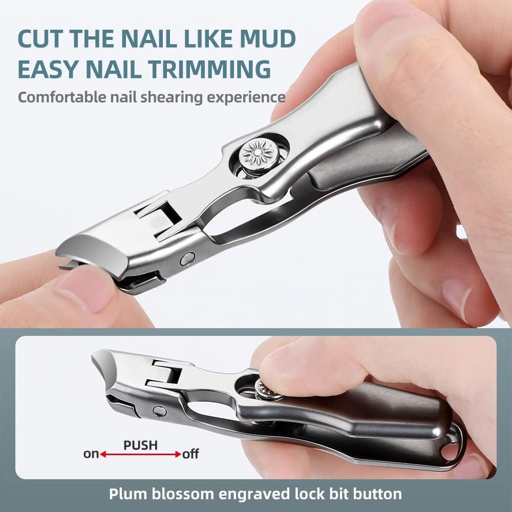 Ultra Wide Diagonal Jaw Nail Clippers & Nano Nail File Set for Thick ...