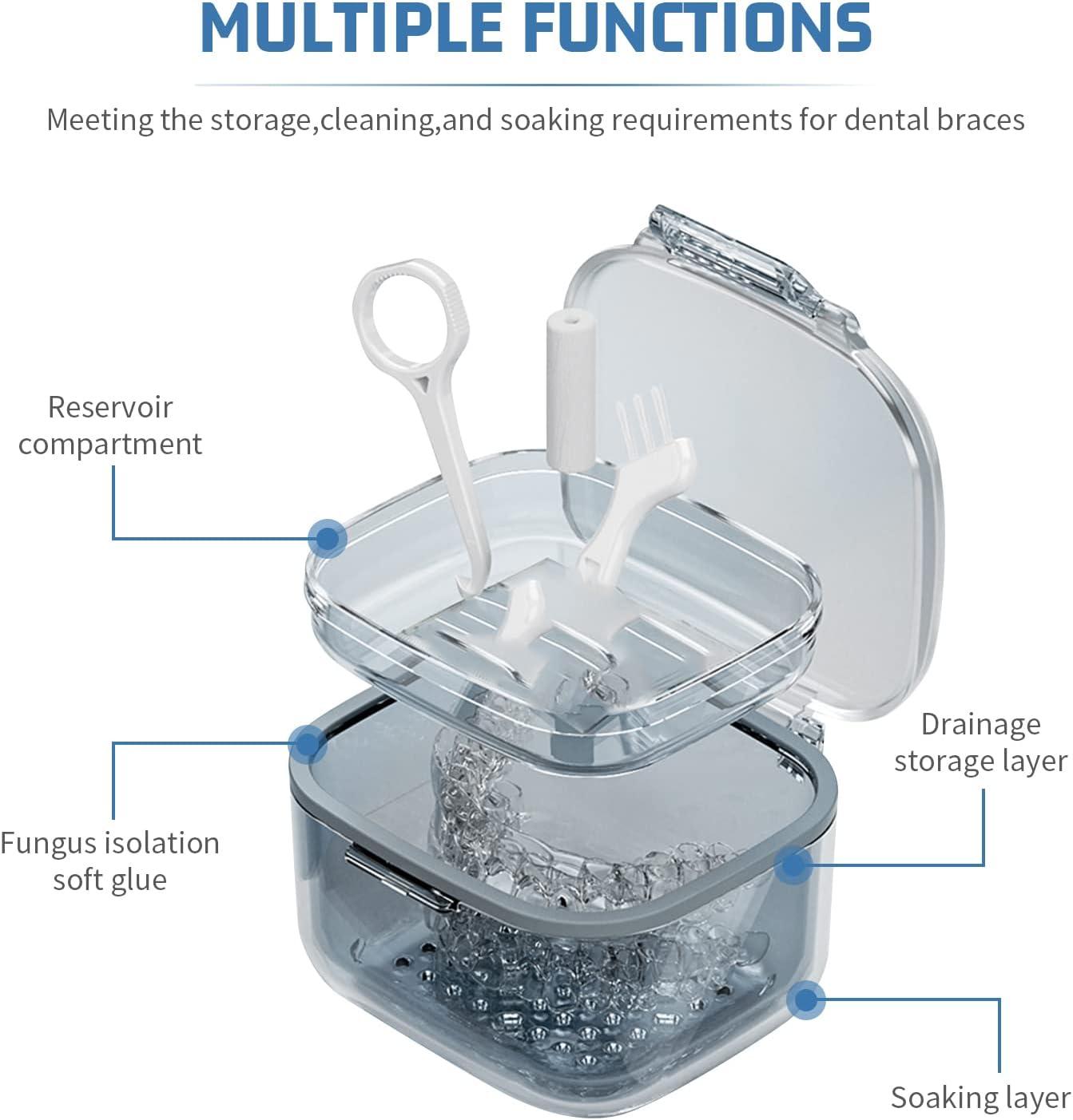 Travel Denture Prosthesis Box - Plastic Cleaning Case with Sieve for ...