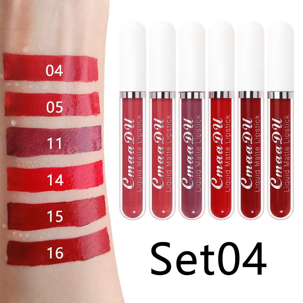 Cmaadu 6pcs Lipstick Matte Liquid Lipstick Lipgloss Set For Women