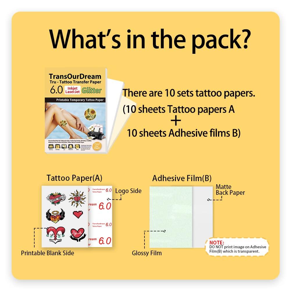 TransOurDream Green Printable Temporary Tattoo Transfer Paper - 10 Sets ...