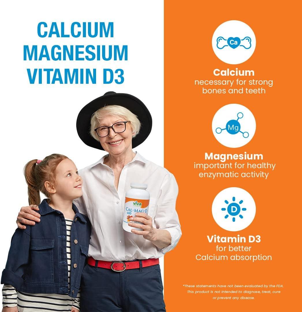 Viva Vitamins CalMagD - Calcium 600 Magnesium 300 + Vitamin D - 250 ...