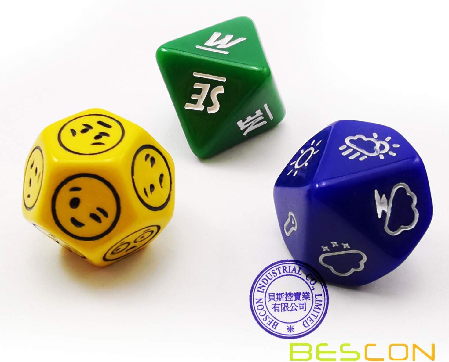 Bescon Emotion Weather & Direction Dice Set - 3 Piece Polyhedral RPG ...