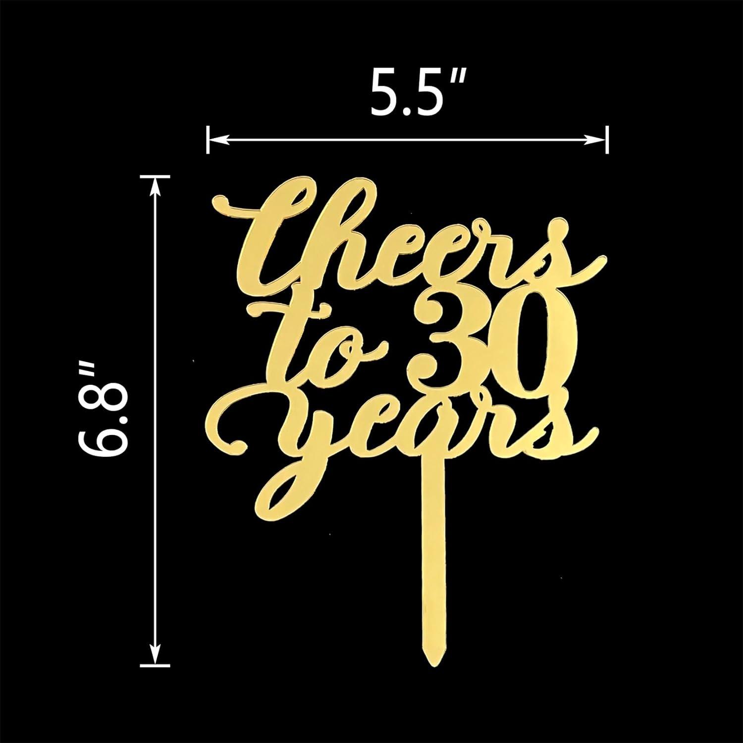 NSHYXXSPY Cheers to 30 Years Cake Topper - 30th Birthday/Anniversary ...