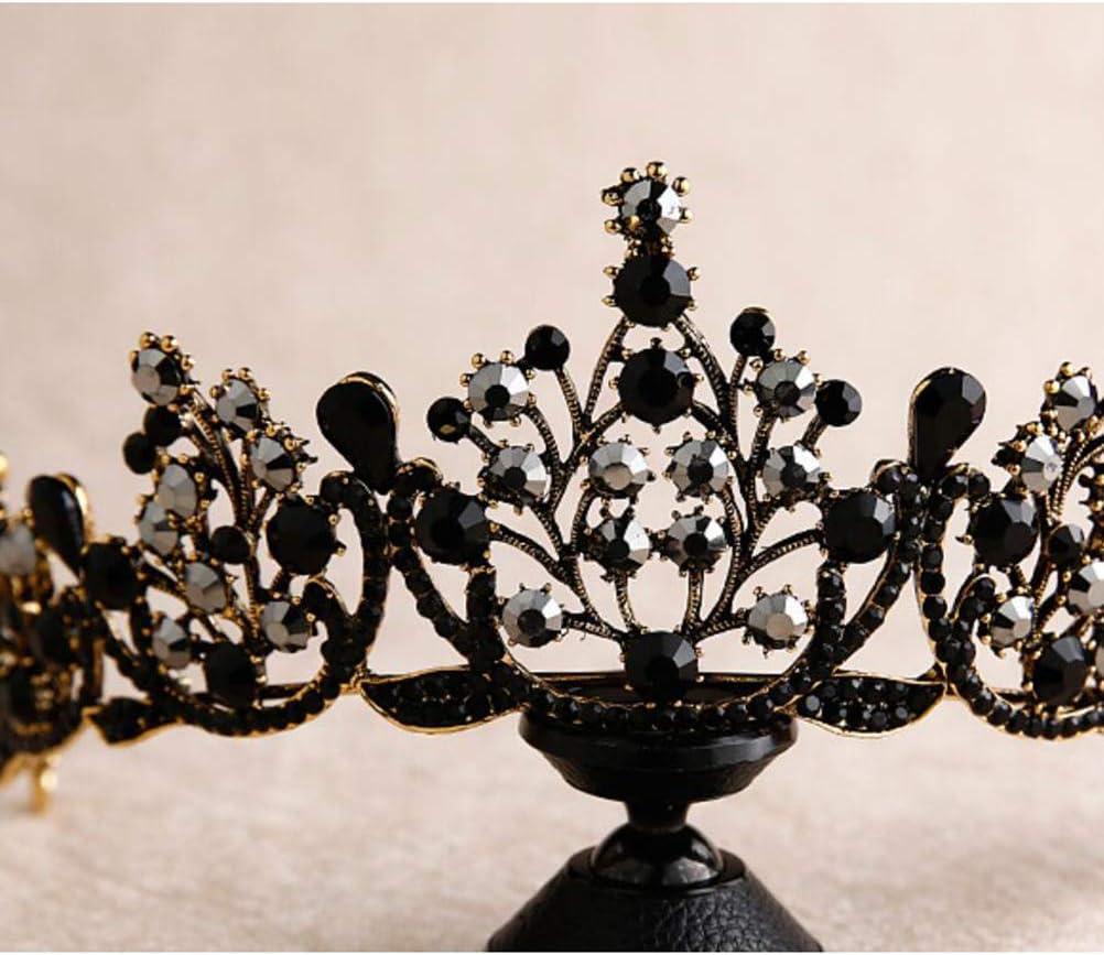 Lurrose Black Rhinestone Crown - Gothic Vintage Pageant Diadem Jewelry ...