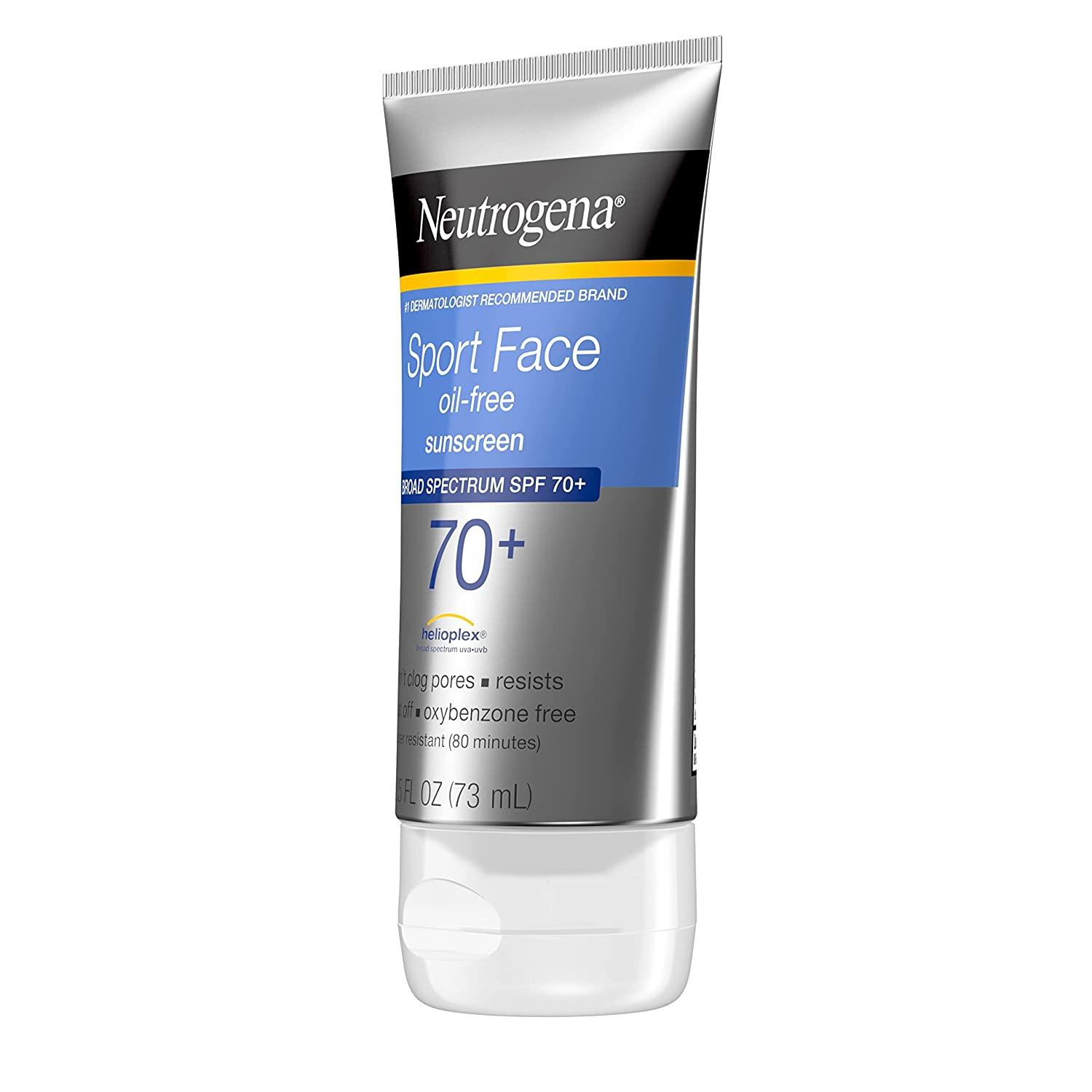 Neutrogena Sport Face Sunscreen SPF 70+ | Oil-Free, Sweat-Resistant, 2. ...