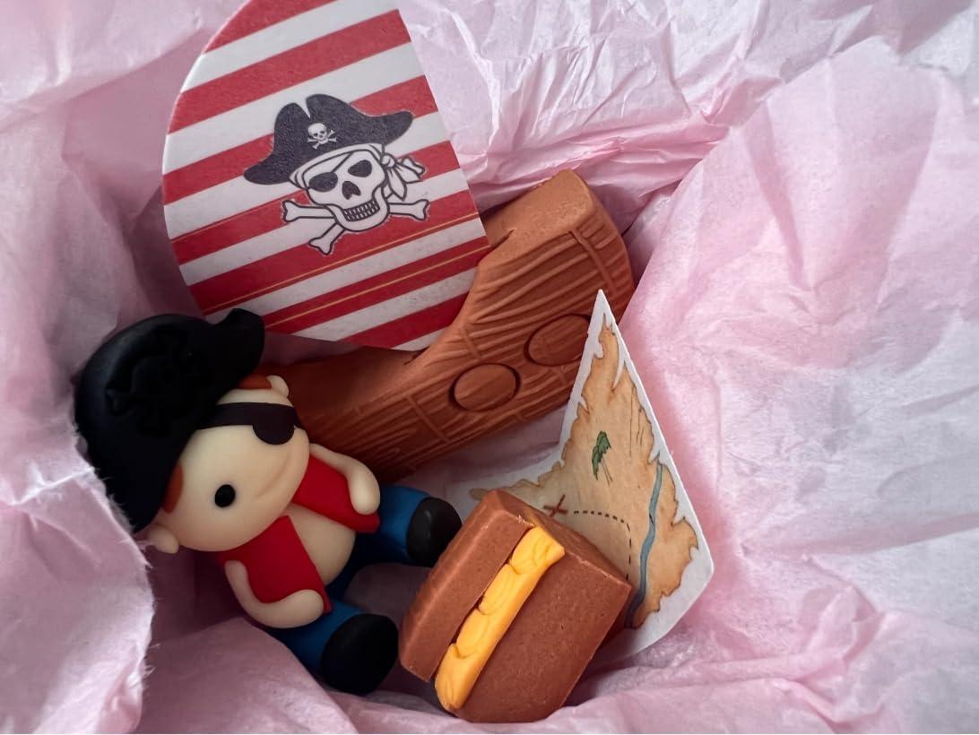 Personalised Pirate Cake Toppers Set - Fondant Pirate Ship Bag Map ...
