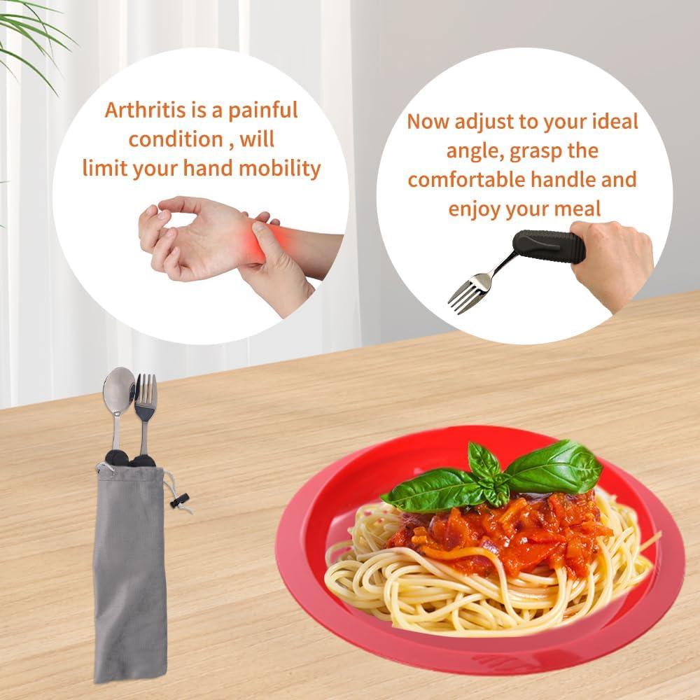 Forzaddik Adaptive Utensils Set - Open Handle Design for Arthritis ...