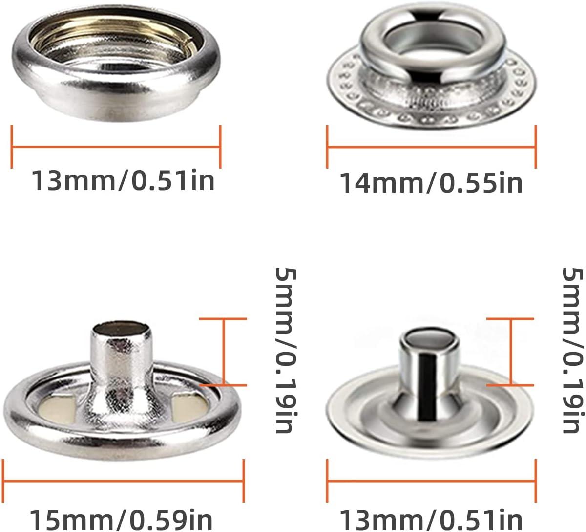 160 pcs Stainless Steel Snap Fasteners Kit - Marine Grade Boat Canvas ...