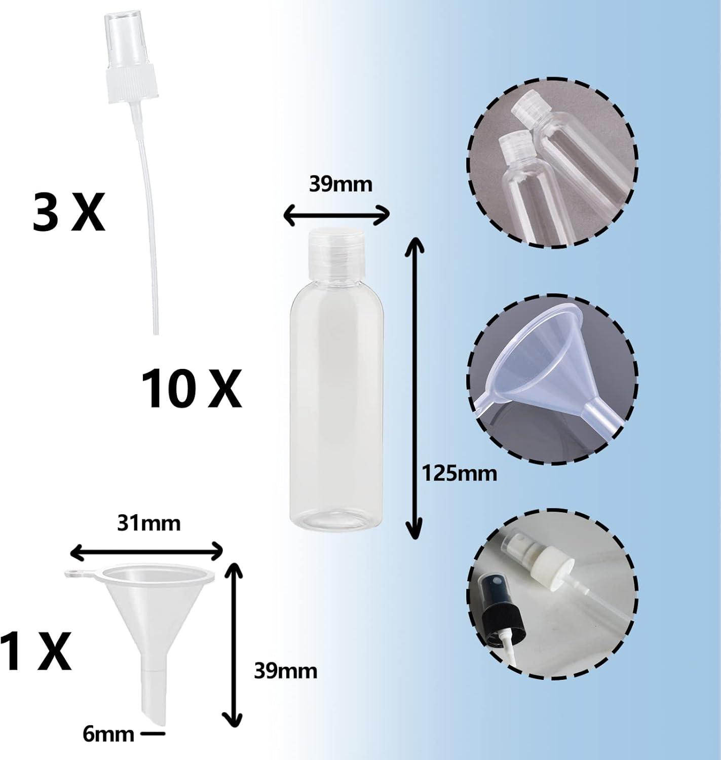 Zoe Tekway 10-Pack Transparent 100ml Travel Bottles Set - Empty Hand ...