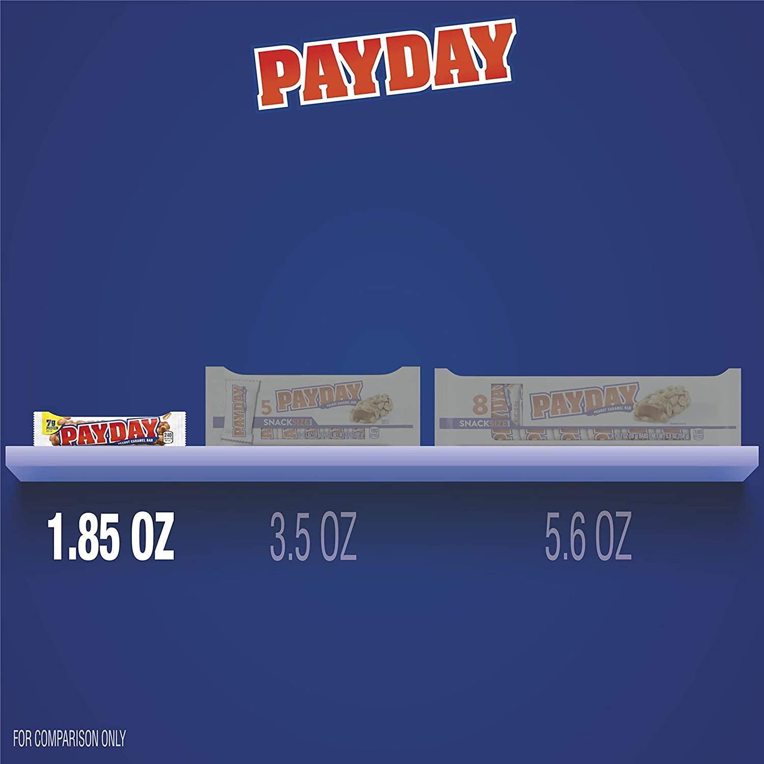 PAYDAY Peanut Caramel Candy Bars 1.85 oz (24 ct) - Bulk Pack of 24 ...