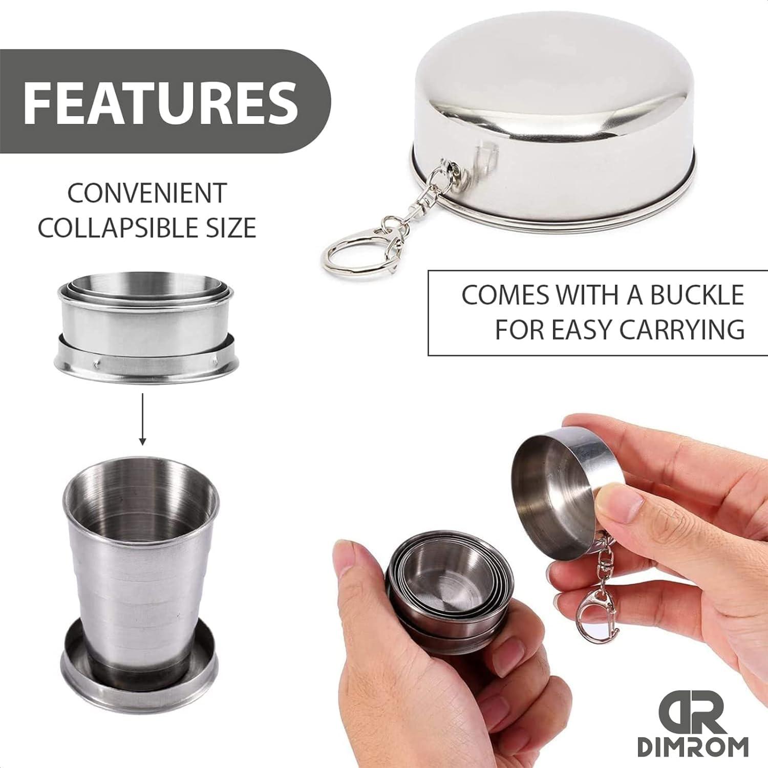 Camping Collapsible Metal Shot Glass Keychain - Portable Telescoping ...