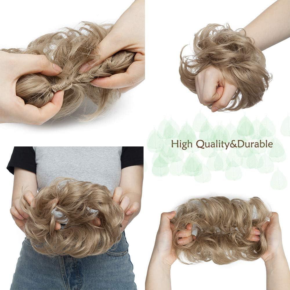 Women's Messy Hair Scrunchies: Wavy Ash Blond Ponytail Extension - 35g ...