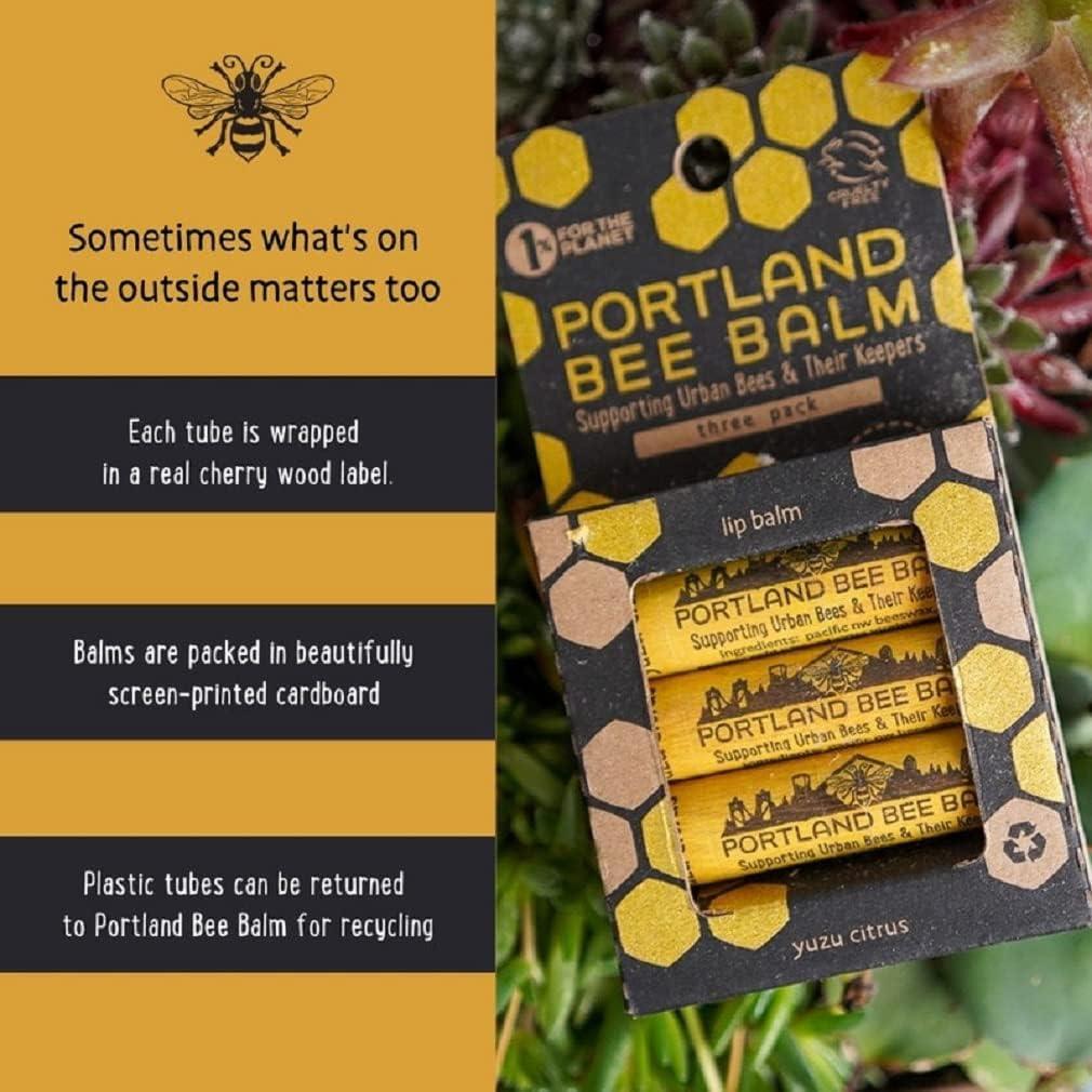 Portland Bee Balm Yuzu Citrus Lip Balm 3 Pack - Handmade with All ...