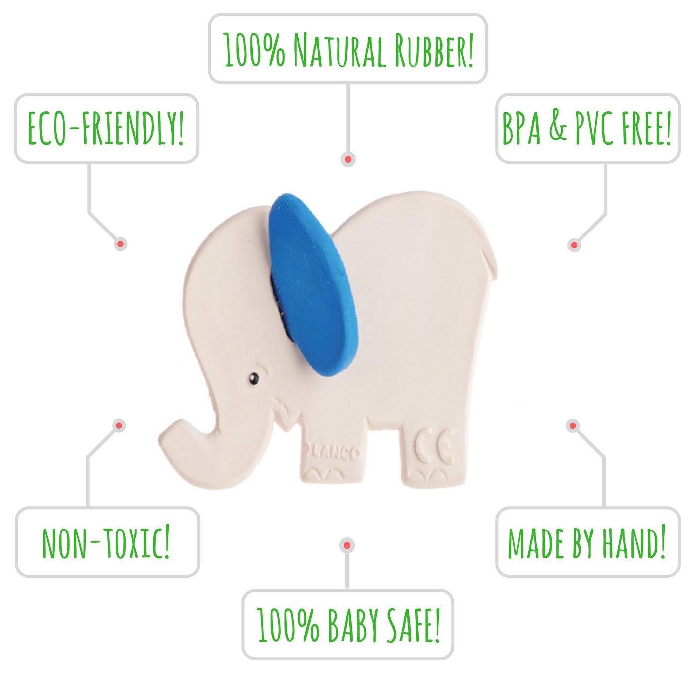 Lanco Toys Teething Elephant Ears - 100% Natural Rubber Light Blue ...