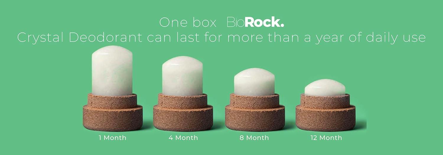 BioRock Crystal Natural Deodorant Stone - Unscented Salt Deodorant ...