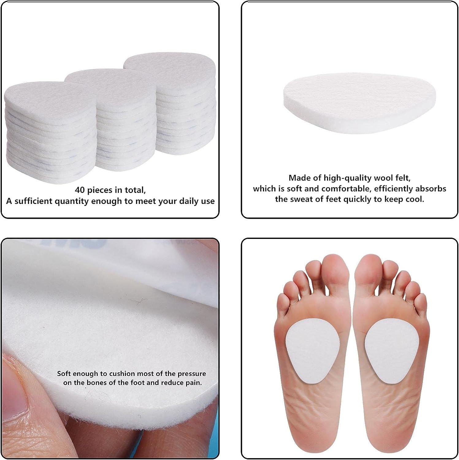 Sucrain Metatarsal Felt Feet Pads - 40 Pieces | Foot Pain Relief ...