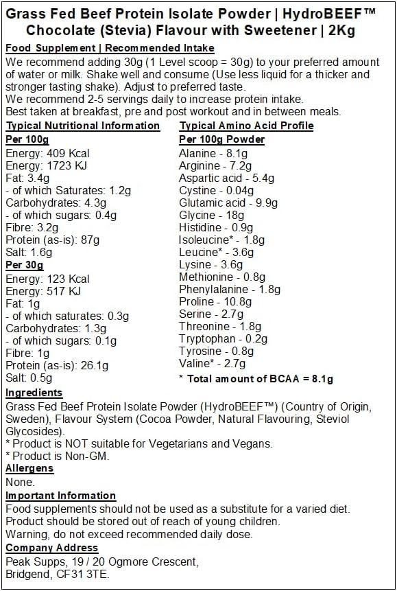 Grass Fed Beef Protein Isolate 95% - HydroBEEF | Rich in Type I II III ...