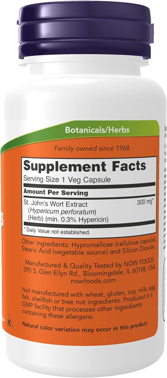NOW St. John's Wort 300mg - 100 Veg Capsules | Hypericum Perforatum ...