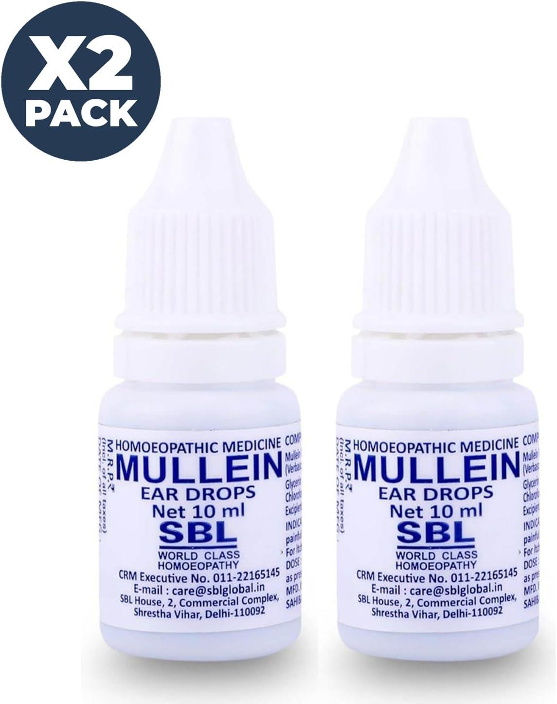 SBL Mullein Ear Drops (2 x 10ml) - Relief for Ear Infections, Earache ...