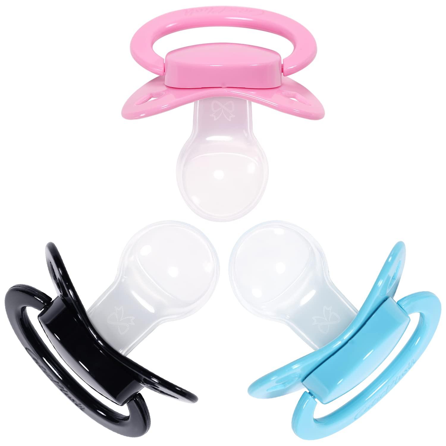 CutiePlusU Adult Pacifier Dummy 3-Pack - Big Shield Design (Pink/Blue ...