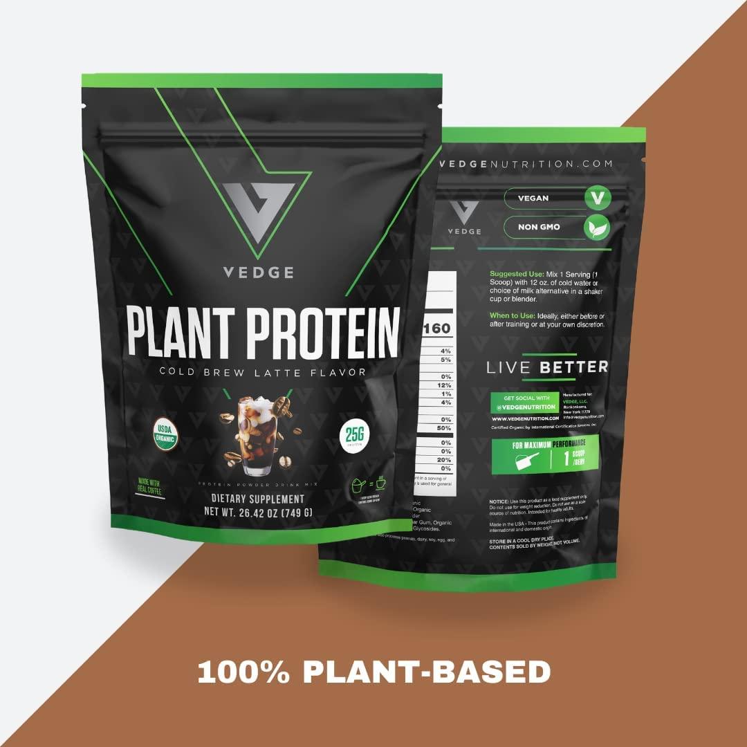 Vedge Organic Plant Protein Cold Brew Latte (20 Servings) | Vegan ...
